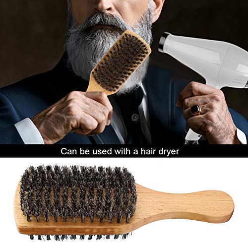 Beard Brush Hairbrush Shaving Brushes, Wooden Double-Sided Extra Soft Horse Mane Hair Professional Beard Brush for Daily Beard Care Men(M)