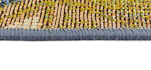 Unique Loom Outdoor Modern Collection Area Rug - Glyph (8' x 11' 4" Rectangle, Blue/ Beige)