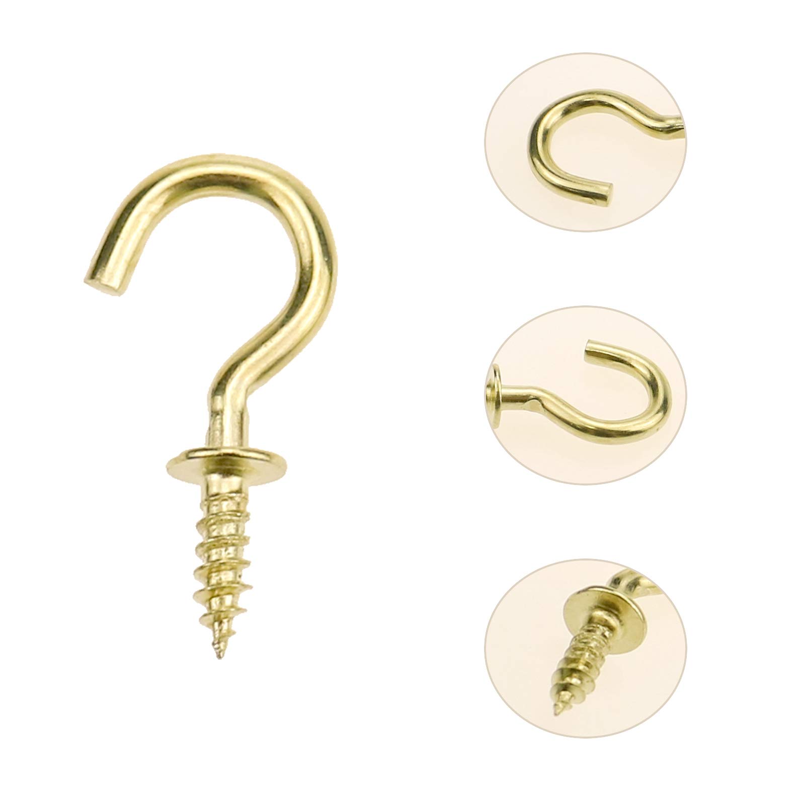 Kukiwhy Mini Ceiling Screw Hooks, 200 Pieces 3/4 Inch Cup Hooks Screw-in Hooks for Hanging Plants Mug Arts Decorations,Gold