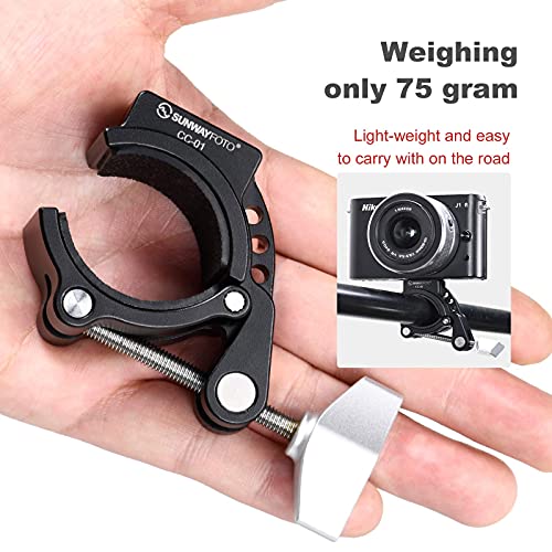 SUNWAYFOTO CC-01T Super Clamp with QR Plate for Phone,DJI OSMO ,Gopro Bike Clamp,Bike Phone Mount Clamp Adjustable