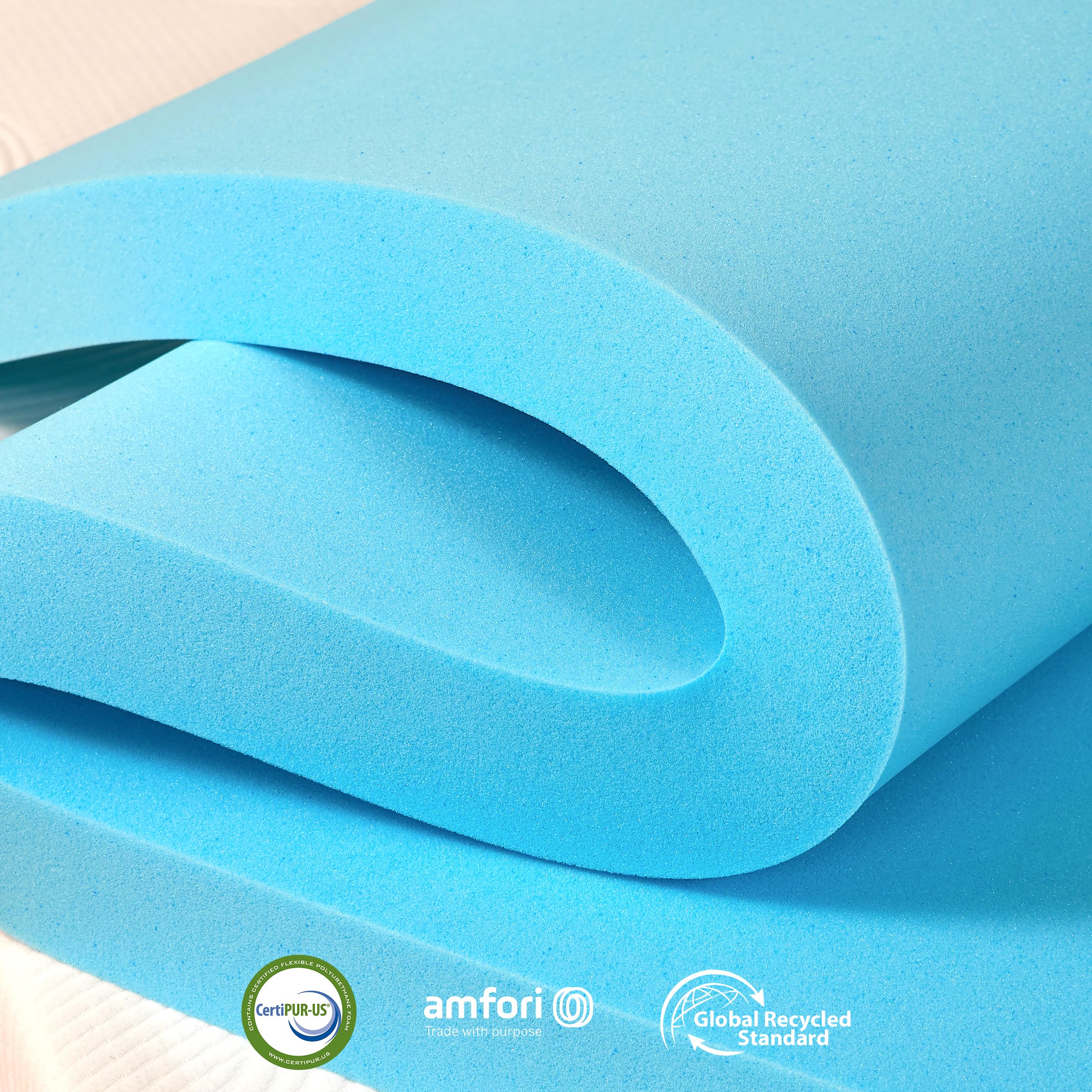 CHUN YI 4 Inch King Memory Foam Mattress Topper, Bed Topper with Soft Cover for Pressure Relief, Breathable Mattress Pad for Sleeper Sofa, RV, Camper, CertiPUR-US Certified