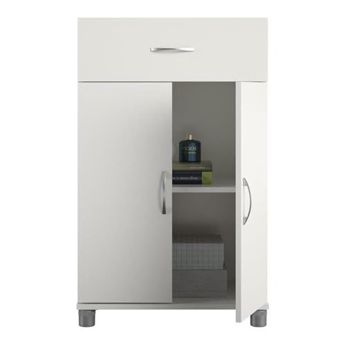 Pemberly Row Transitional 24" 1 Drawer/2 Door Base Storage Cabinet in White
