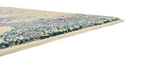 Unique Loom Positano Collection Coastal Modern Coral Lobster Shells Light Blue Area Rug (5' x 8')