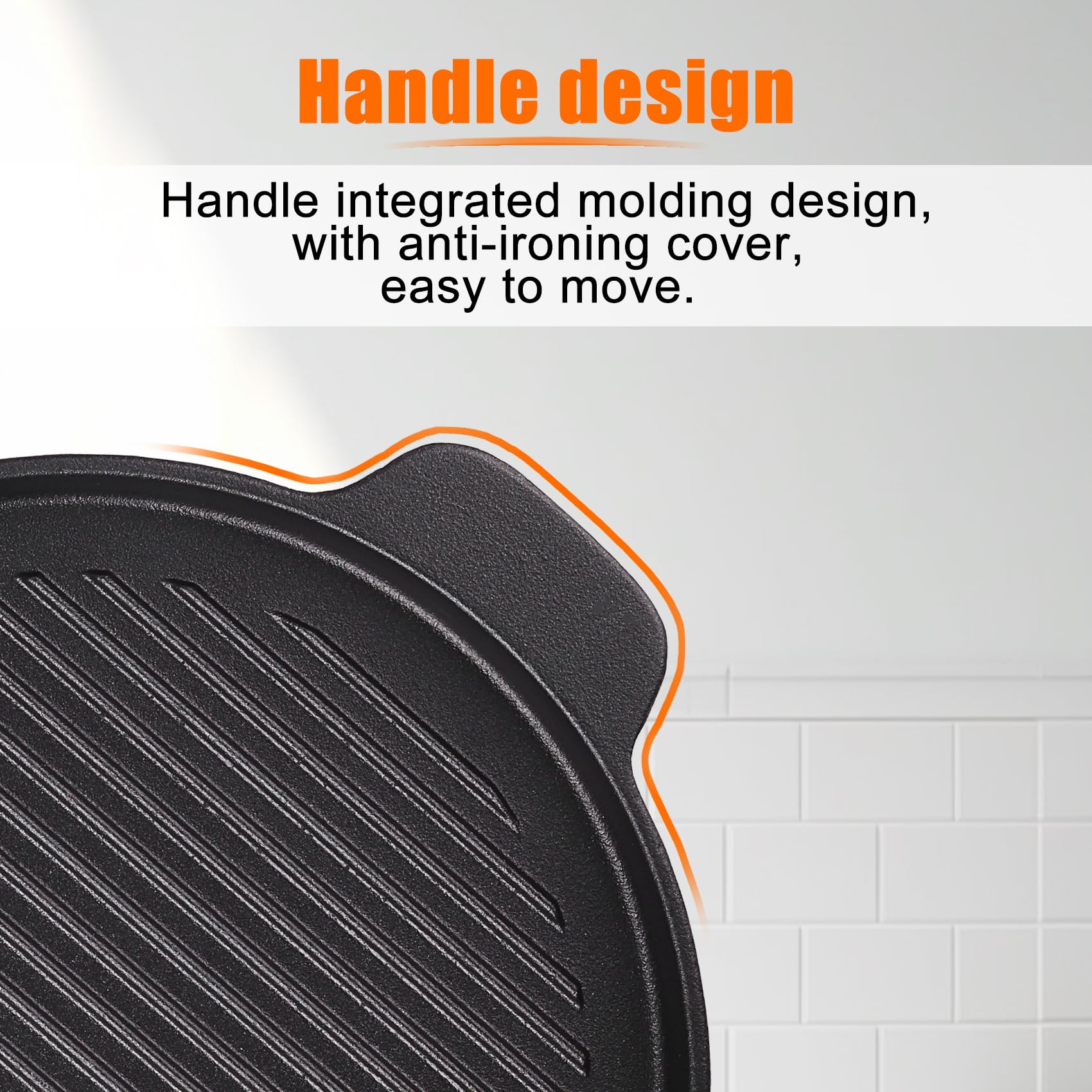 CUKOR Cast iron Grill Griddle, Grill Pan for Indoor Cooking, Stove Top Griddle for Grilling on gas grill, Round Grill Griddle for Induction Cooktop