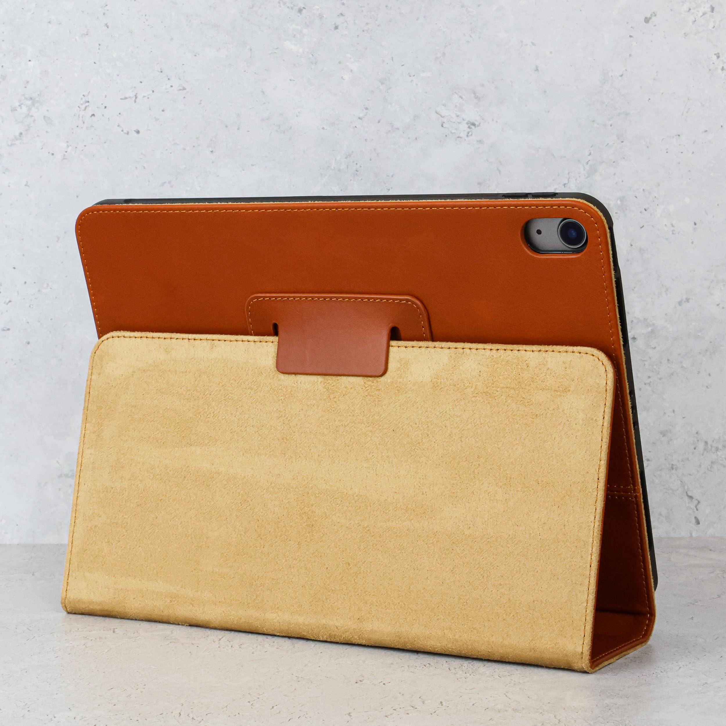 Casemade Real Leather Case Compatible with iPad 10.9β 10th Gen (2022) - Full-Grain Leather Cover, Auto Sleep/Wake, Dual Stand Position (Tan)