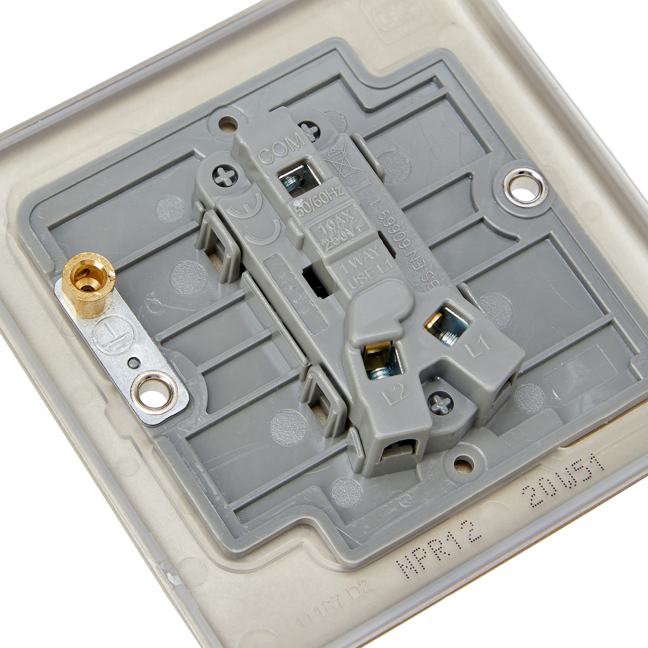 BG Electrical 1-Gang 2-Way npr12 Metal Pearl Nickle Light Switch - Grey
