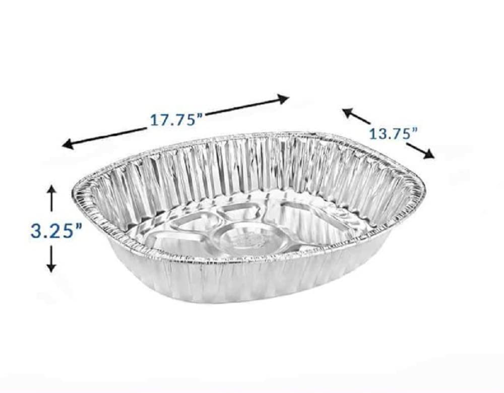 Disposable Oval Roasting Pan - Durable Turkey Roaster Pans Extra Large, Heavy-Duty Aluminum Foil, Deep, Oval Shape for Chicken, Meat, Brisket, Roasting, Baking, Recyclable (100)