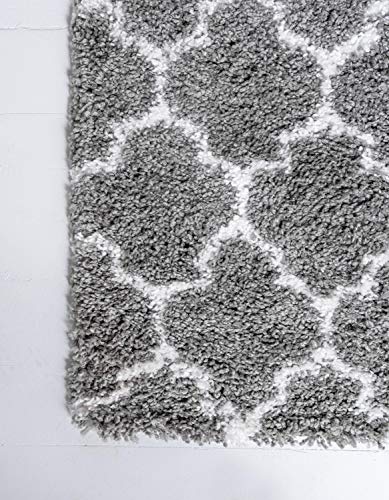 Unique Loom Rabat Shag Collection Area Rug - Marble (5' 1" x 8' Rectangle, Gray/ Ivory)