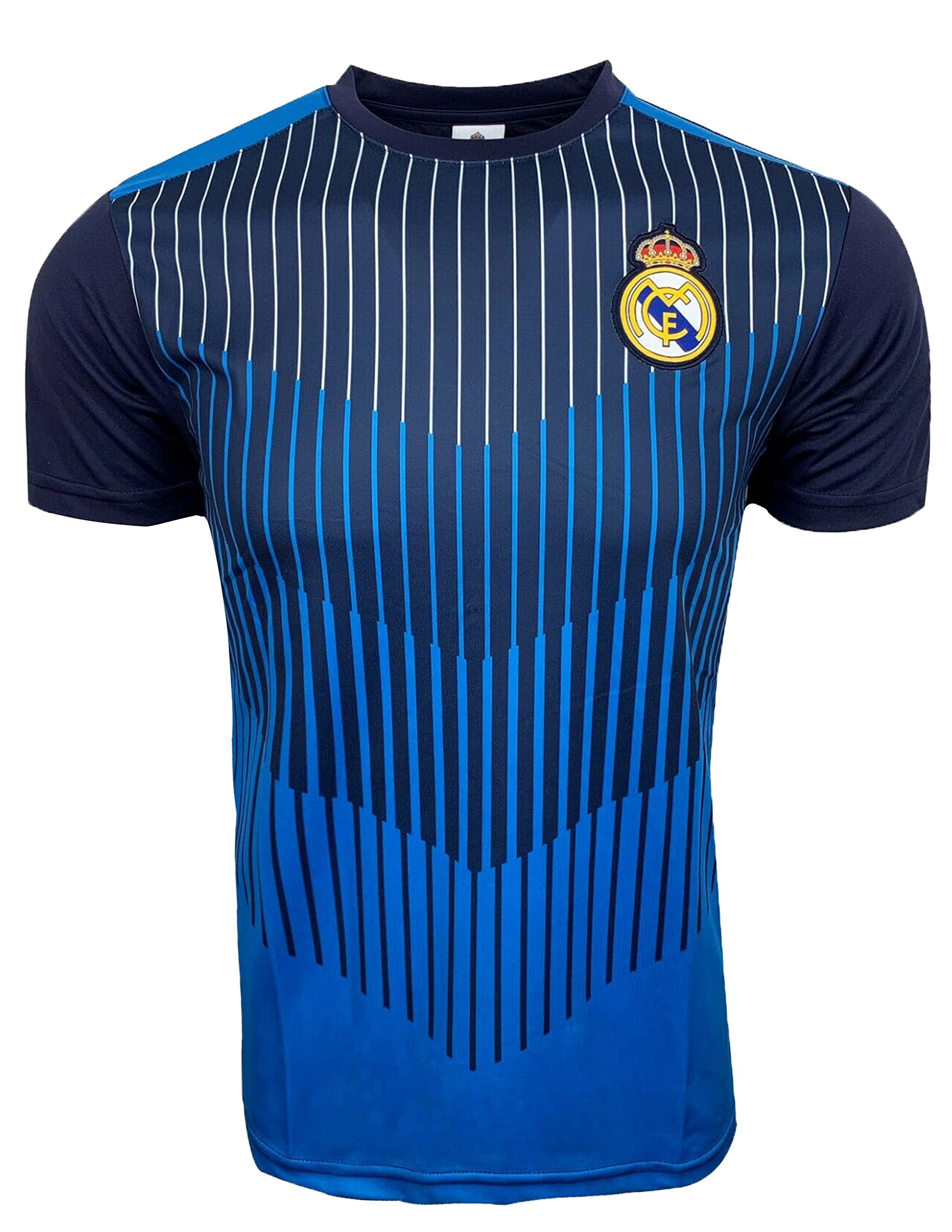 Boy's Real Madrid Performance Jersey, Youth Sizes Licensed Real Madrid Training Shirt (YM) Blue