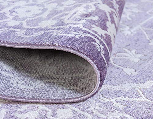 Unique Loom Traditional Classic Intricate Design Distressed Vintage Detail, Area Rug, 4 ft x 6 ft, Purple/Ivory