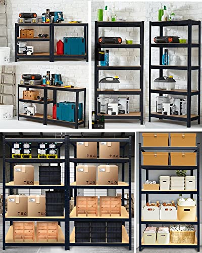 JAOSY Garage Storage Shelves Heavy Duty, Adjustable Shelves 30" Lx12''Wx66 H Shelving Unit with 5-Shelf, Racking Shelf Heavy Duty Garage Shelving Storage Shelves Black Metal Shelf