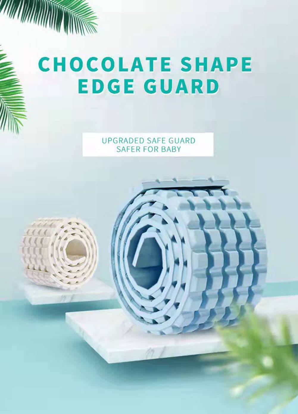 MeiGaoXin Baby Proofing Rubber Foam Corner & Edge Protectors Guards Fireplace Furniture Safety Bumper for Child Proof, 3.3ft(40inch) x 2pcs,Blue