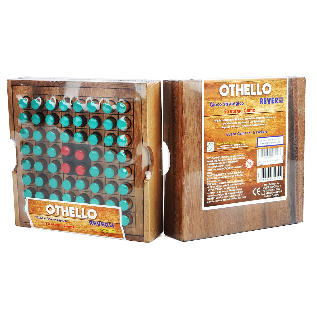 Logica Puzzles Art. Othello - Board Game in Fine Wood - Strategy Game for 2 Players - Travel Version