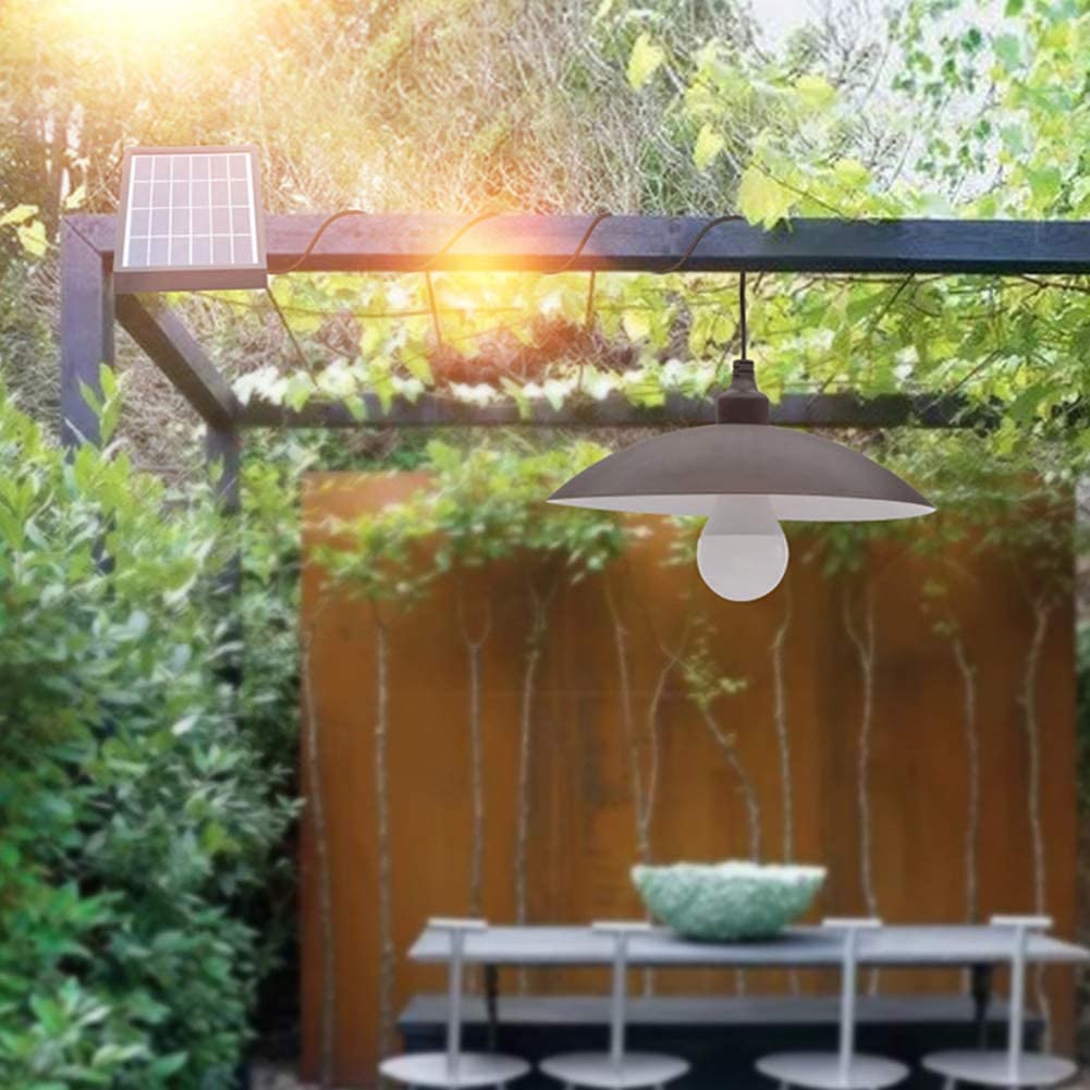 LAFEINA Solar Pendant Lights, Outdoor Solar Lights with Remote Control Dual Color Switchable Brightness & Timing Adjustable Shed Lamp for Barn Yard Patio Porch Garden