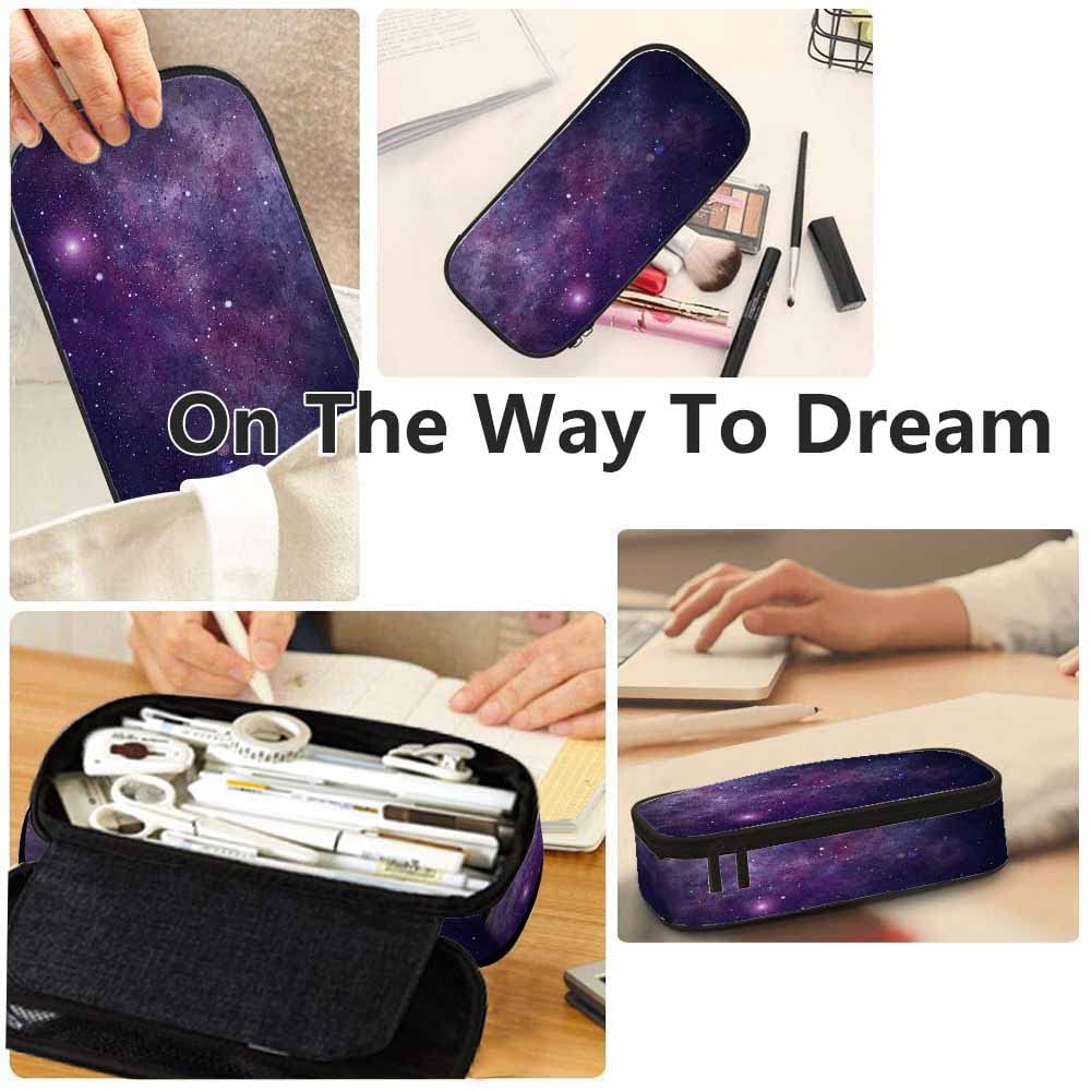 Yekiua Eggplant Sky Pencil Case Organizer Space Star Constellations Gloomy Atmosphere Heavenly Bodies College Office Big Capacity Pencil Bag