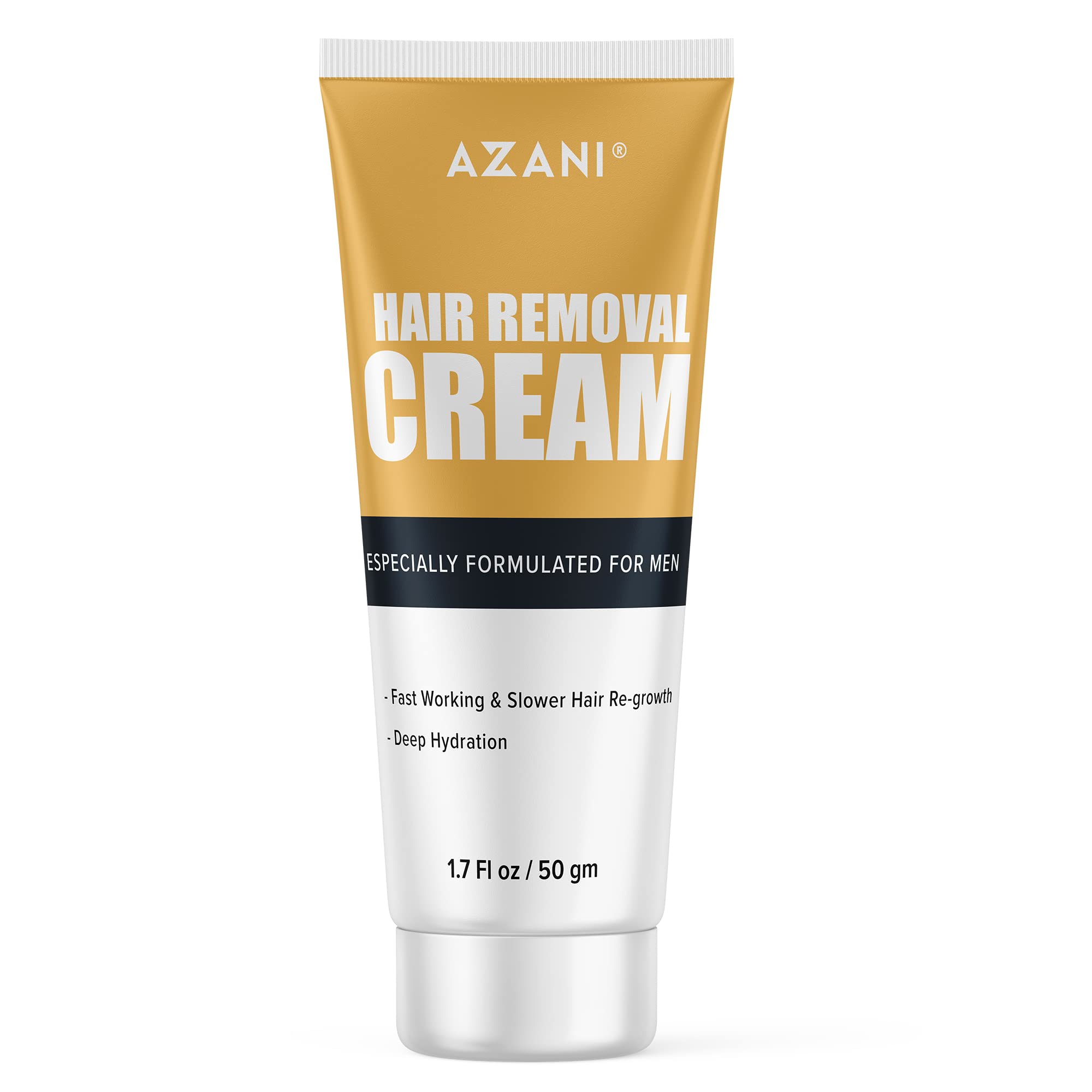 Azani Men's Hair Removal Cream|For Back, Chest, Underarms, Legs & Intimate Area | Counters Skin Darkening & Irritation| 1.76 Oz