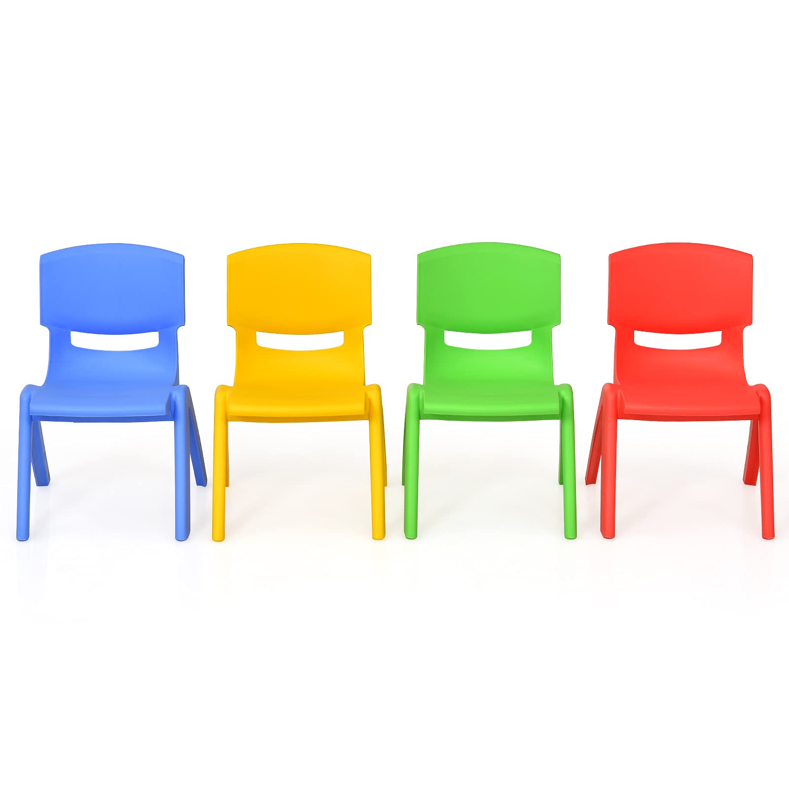 Costzon Kids Chairs, Stackable Plastic Learn and Play Chair for School Home Play Room, Colorful Chairs for Toddlers, Boys, Girls (Multicolor, 4 Chairs)