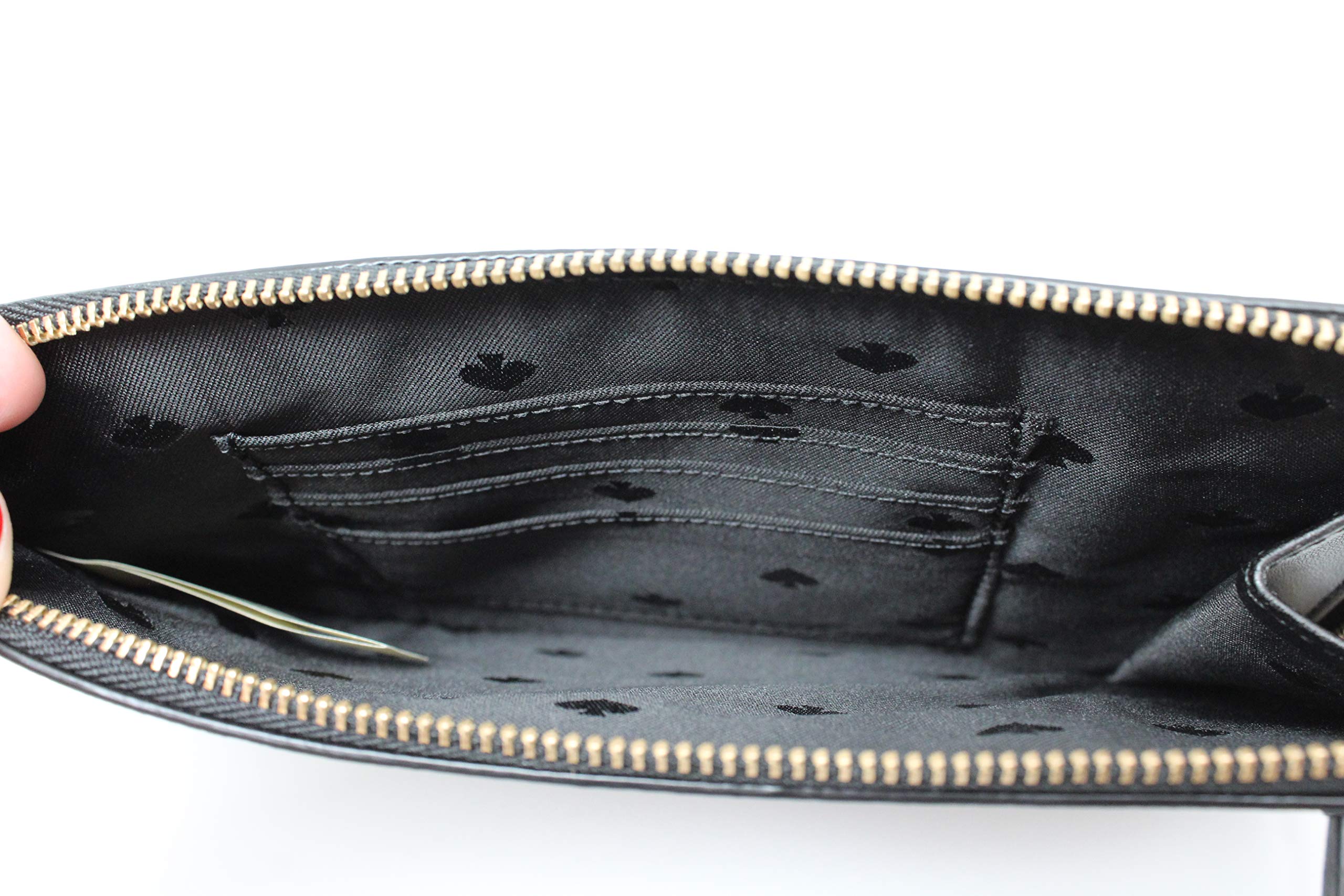 Kate Spade New York Cameron Medium L-Zip Leather Wristlet Pouch Wallet Black