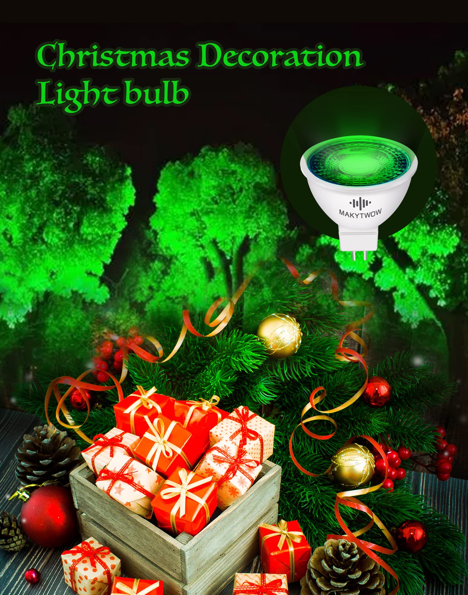 MAKYTWOW MR16 LED Light Bulb, Purple, Gu5.3 Bi-pin Base LED Spotlights 12V LED Light for Outdoor Landscape Track Lighting, 4W=50W Halogen Equivalent, 6Pack