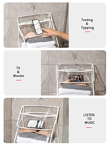 Hiroyuki with Metal Hook And Sticky Hook Shower Touch Screen Design Caddy Basket for College Dorm Room Essentials, Hanging Portable Tote Bag Toiletry for Bathroom Accessories(black)