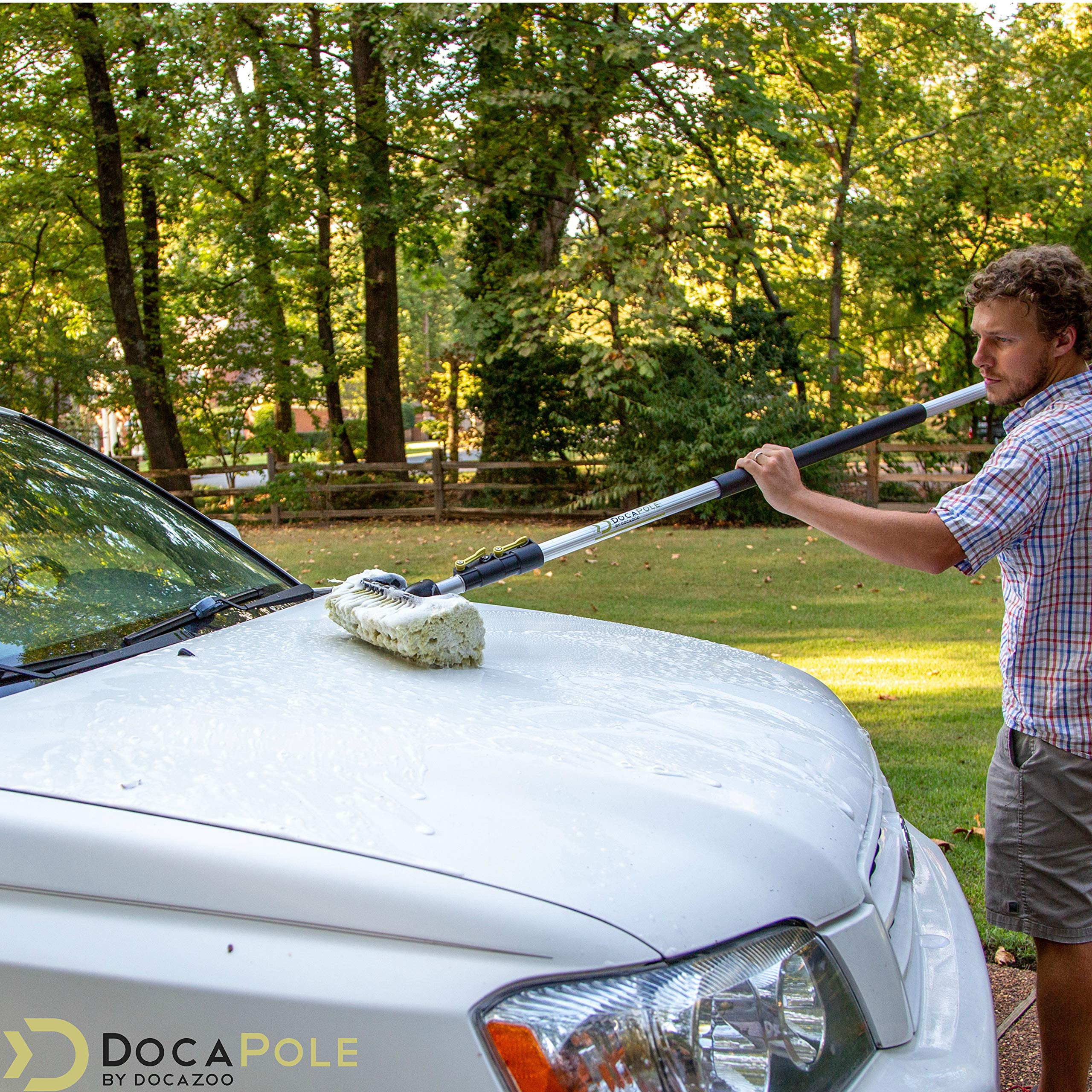 DOCA Car Wash Brush with Long Handle - Outdoor Broom for House, Deck, Patio - Soft Brush, Car Wash Brush (6+ Ft Reach)