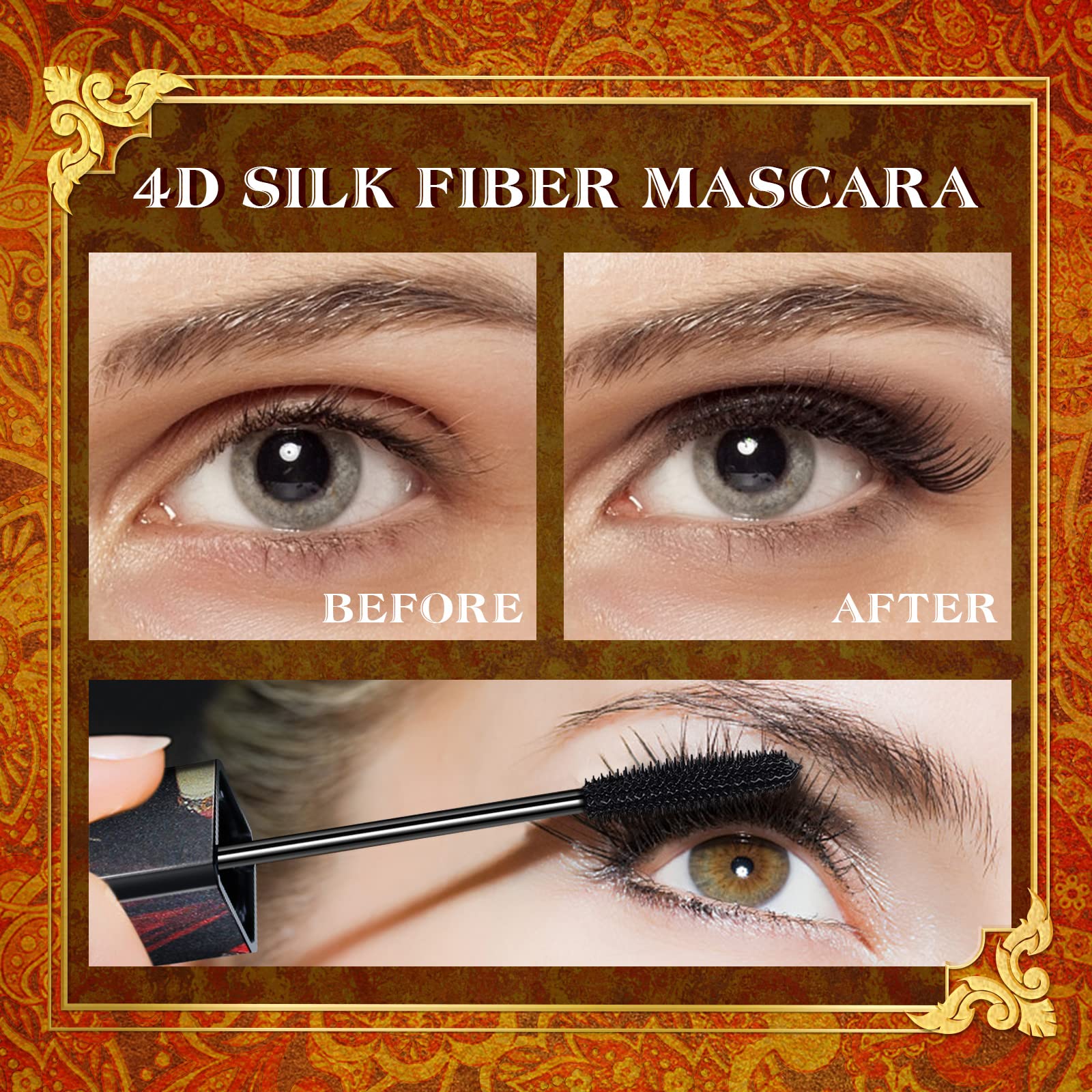 Princess Isabella Mascara, HOFASON 4D Silk Fiber Lash Mascara Waterproof Long Lasting Makeup, Natural Extension Mascara Black Volume and Length, Thick Thickening and Lengthening Voluminous Eyelashes