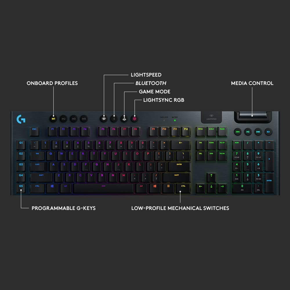 Logitech G915 Wireless Mechanical Gaming Keyboard - Linear (Renewed)