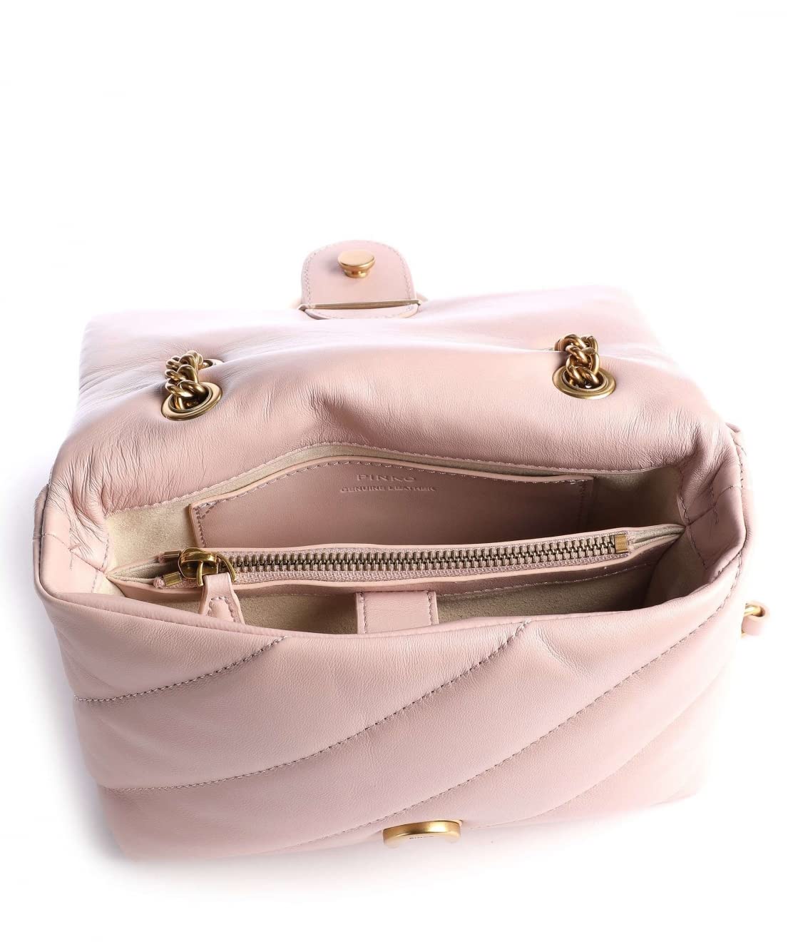 Pinko Love Mini Puff Maxi Leather Shoulder Bag, Pink