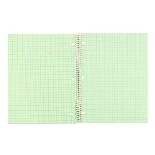 NATIONAL Brand Brown Board Cover Notebook, Quad, 1-Subject, Green Paper, 11 x 8.5" 80 Sheets (33209)
