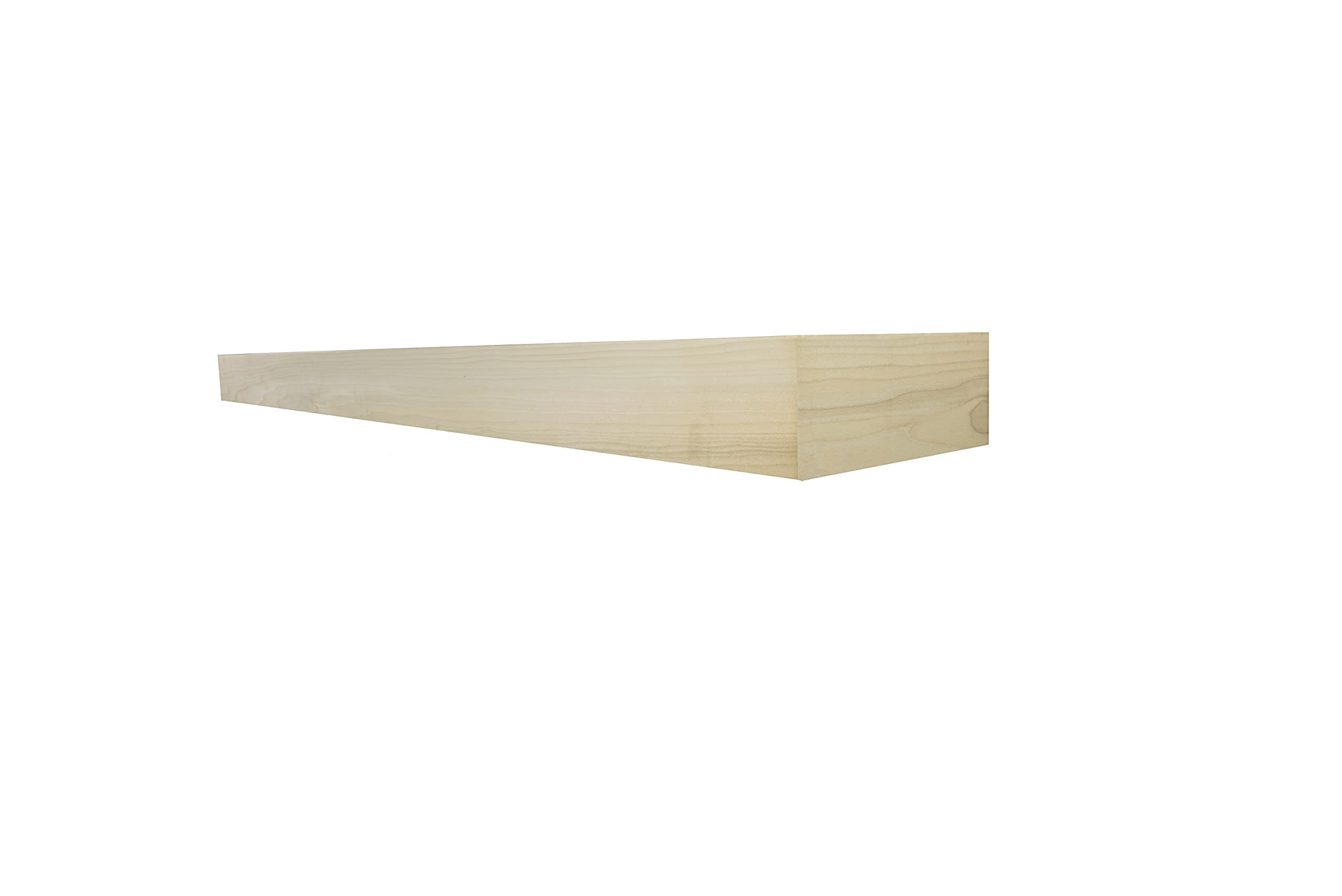 Sams Creek Kellen 48-inch Modern -Styled Mantel Shelf, Unfinished Hardwood, Suitable for Paint, Made in USA