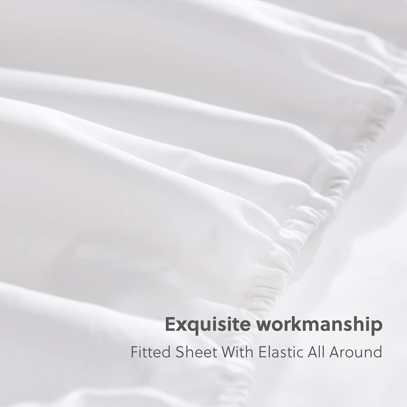 Bedsure 1000 Thread Count Egyptian Cotton Sheets - White Queen Sheets Set, 4 PC Deep Pocket Durable Bed Sheets Sateen Weave, White (90"x102")