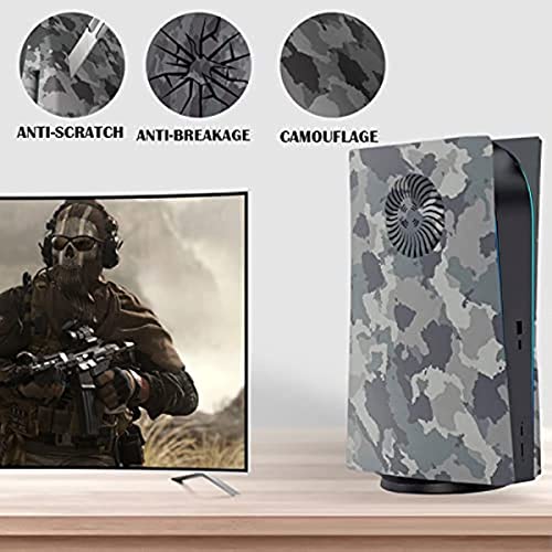 Camouflage Console Cover Plates for PS5 Disc Edition Face Plates PS5 Face Plates with Vent, Anti-Scratch Dustproof Protective PS5 Cover Premium Hard Replacement Shell
