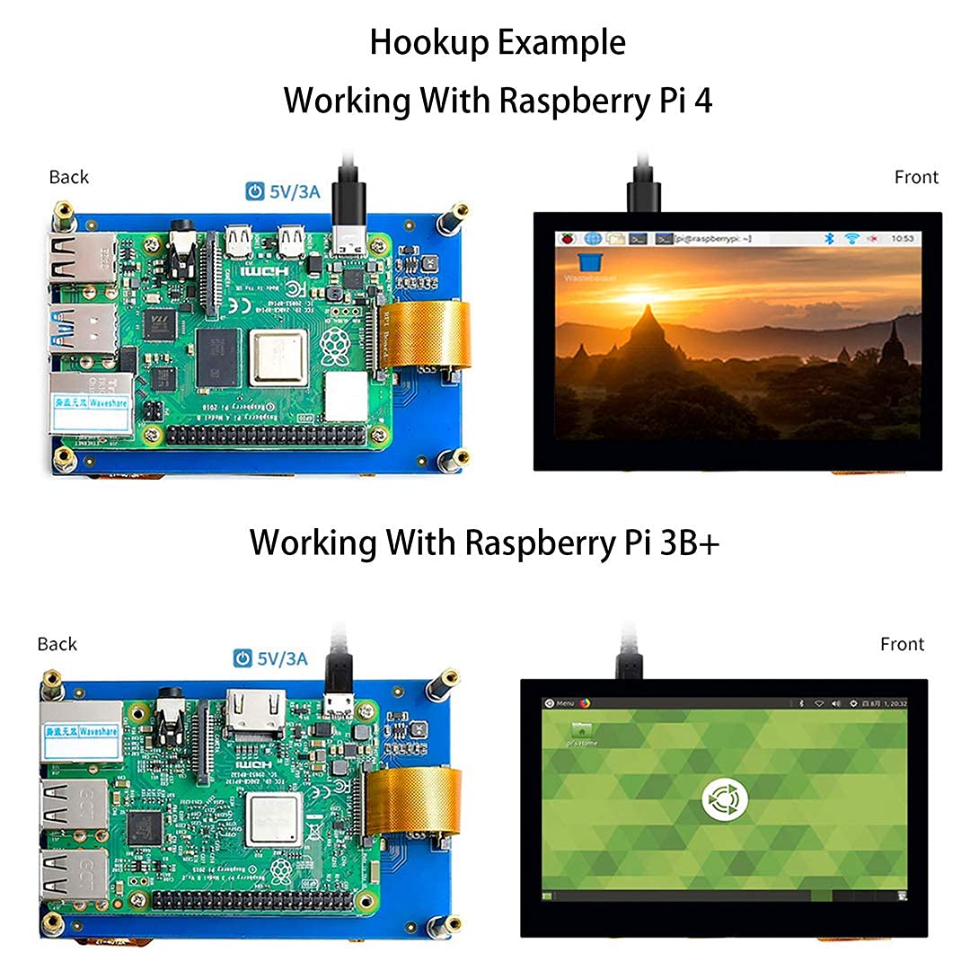 Bicool 4.3inch DSI Capacitive LCD for Raspberry Pi 4B/3B+/3A+/3B/2B/B+/A+/Compute Module 3+/3,Toughened Glass DSI Interface I2C Touch Display 800x 480,Support Raspbian/Ubuntu/Kali /WIN10 IoT/Retropie