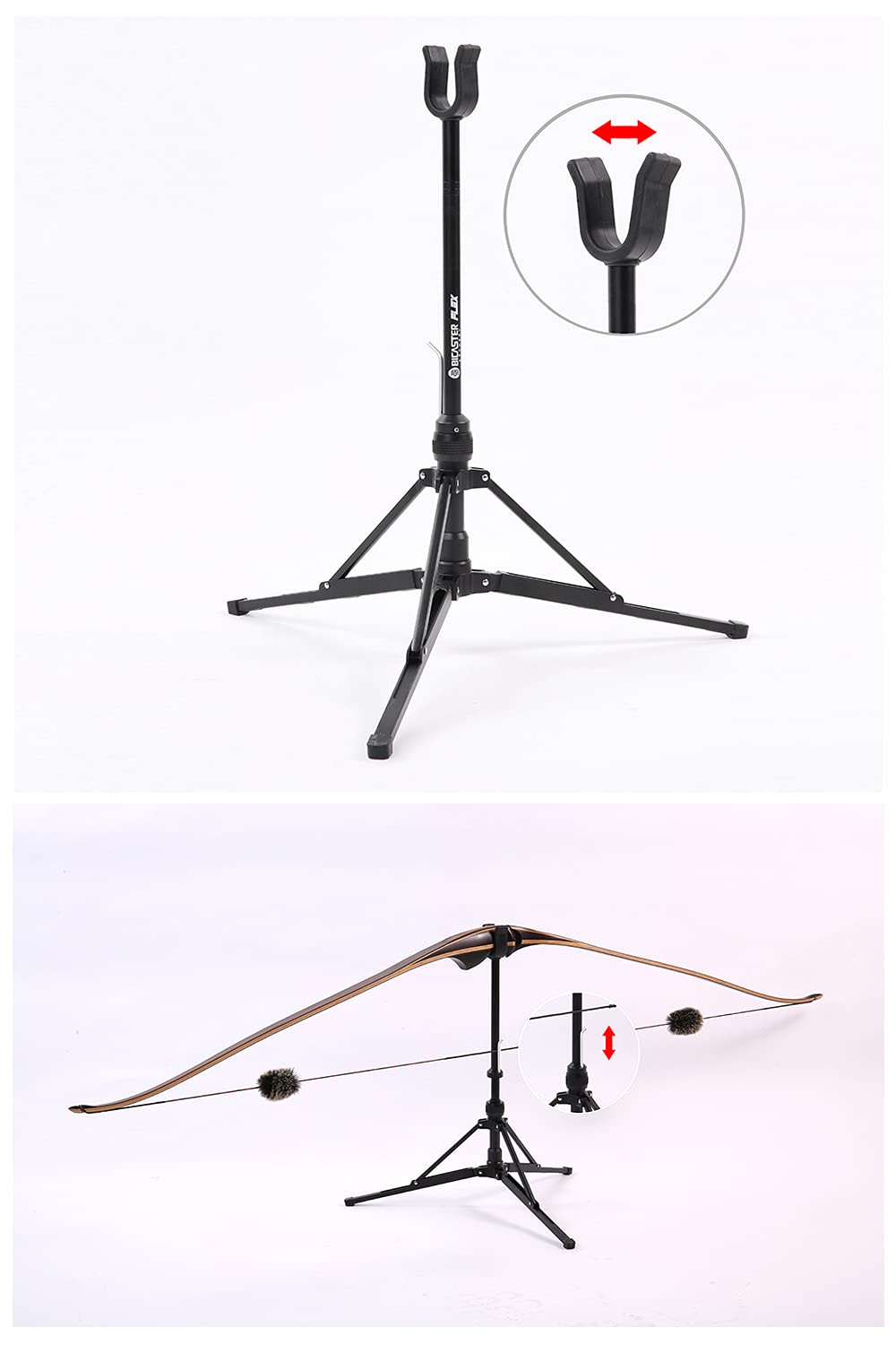 BICASTER Archery Bow Stand Full CNC Machined Aluminum Steel Heavy Duty Automatic Open/Fold for Recurve Bow Longbow Takedown Bow (Silver Short)