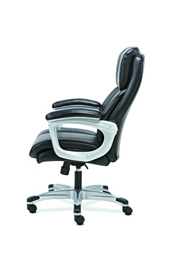Sadie Executive Computer Chair- Fixed Arms for Office Desk, Black Leather (HVST315)