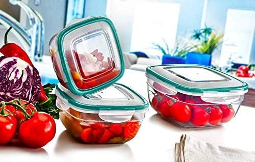 Food Storage Containers Set, Airtight Plastic Container for Pantry & Kitchen Organization, BPA Free, Meal Prep Lunch Container with Durable Leak Proof Lids, Clear Made İn TURKEY, 3 PC (0,6-1-1,7LT)