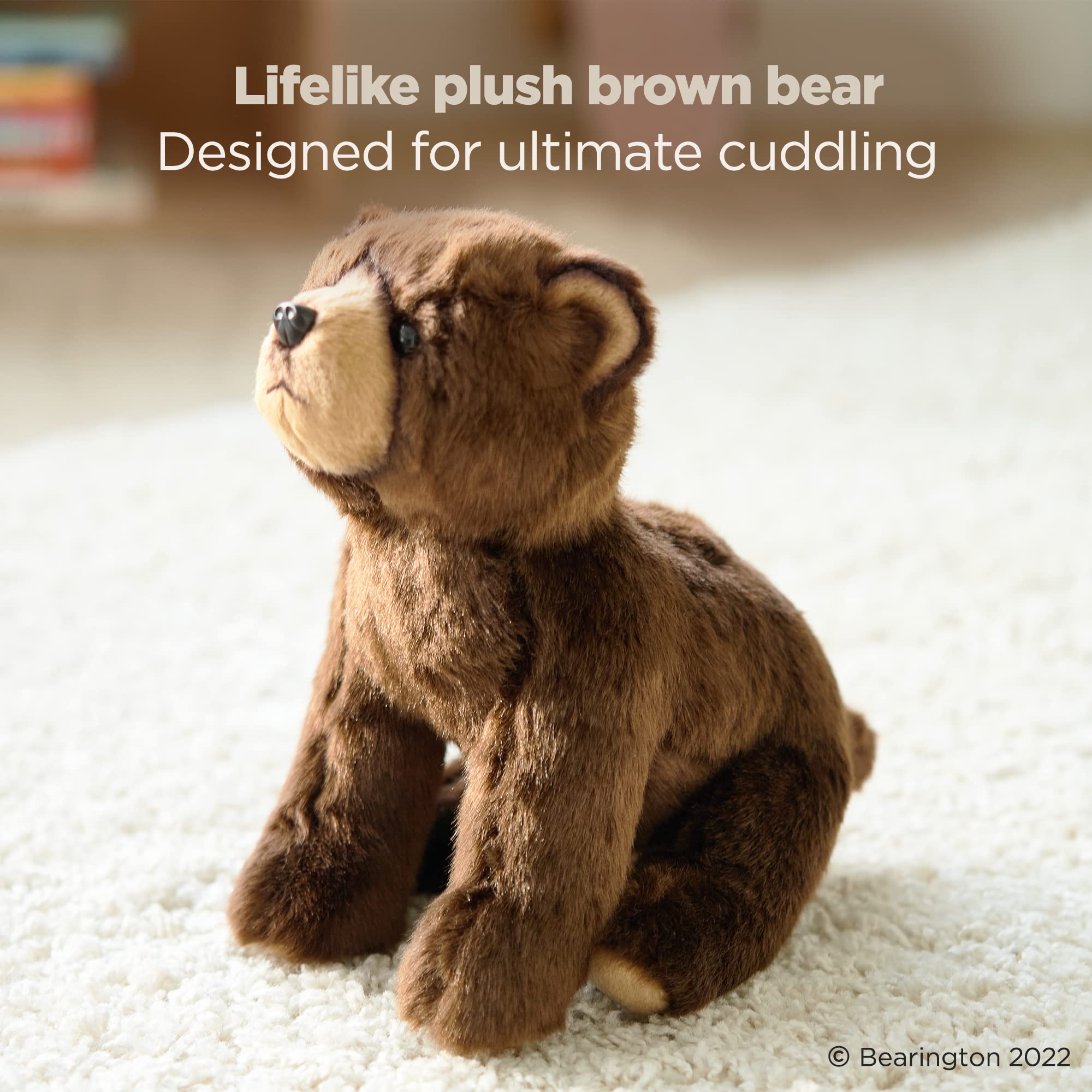 Bearington Lil' Cubbie Small Plush Stuffed Animal Brown Grizzly Bear, 9 inches