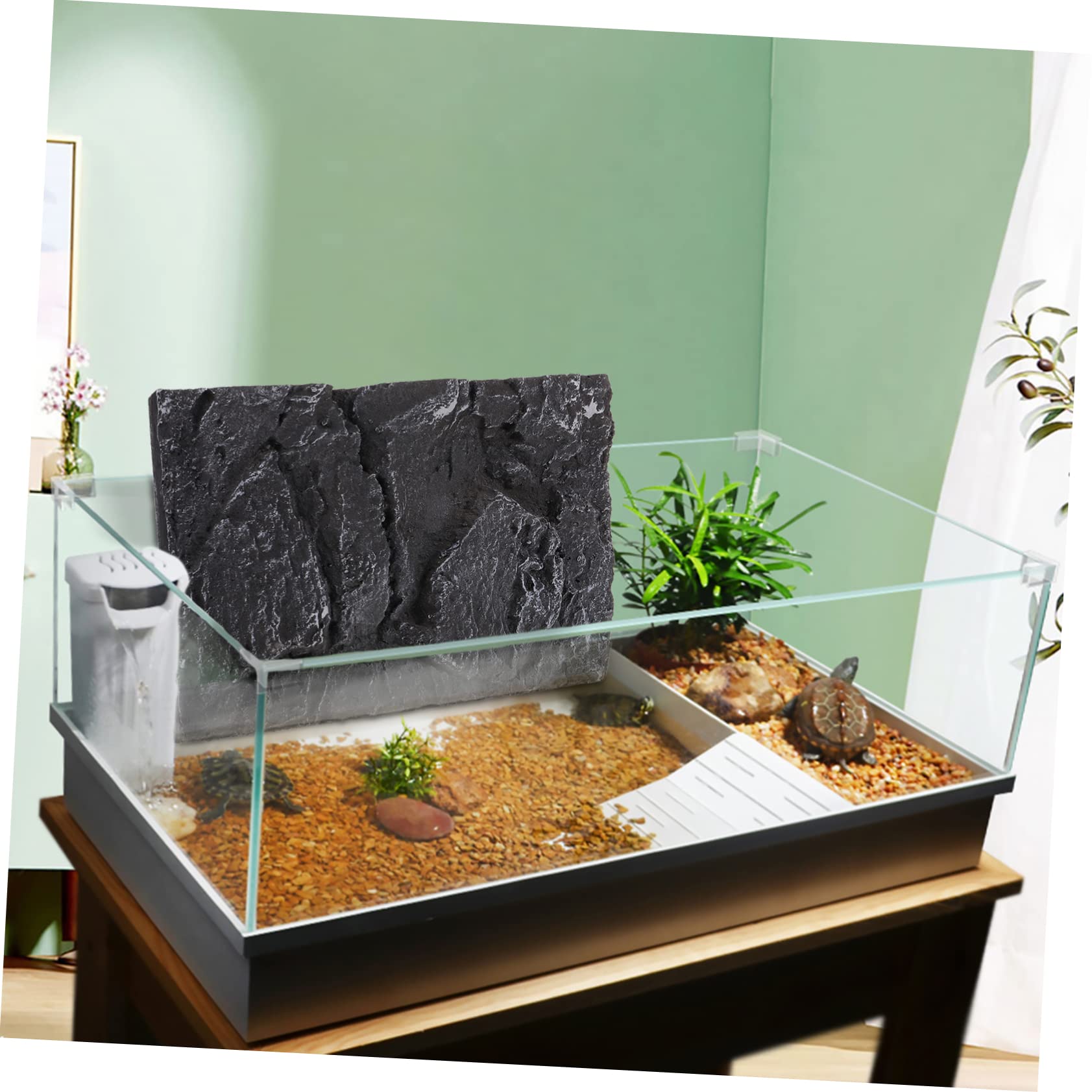 balacoo 2pcs Turtle Tank Decorative Board Reptile case Background Aquarium Decor Background Bearded Dragon Tank 40 Gallon Reptile Tank 20 Gallon Fish Tank Pet Foam Universal 3D Marble