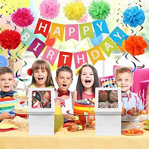 JCXGRVC 50PCS 5x5x2 Inch Bakery Boxes Chocolate Covered Strawberries Boxes for 4 Mini Cake Boxes Cookies Macaron Boxes Pie Boxes Browines boxes