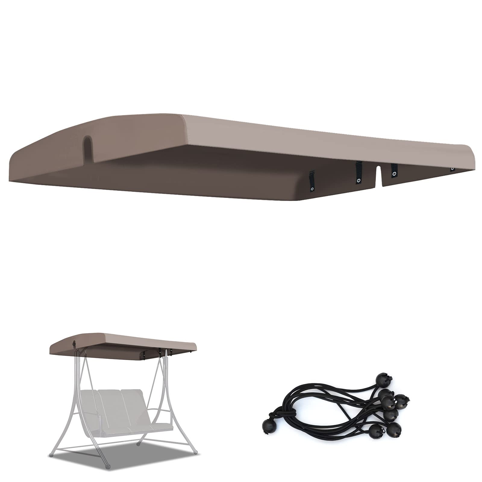 YardGrow 76''x51'' Patio Swing Canopy Replacement Cover Swing Replacement Canopy Top Cover Garden Outdoor Patio, Canopy ONLY (Taupe)