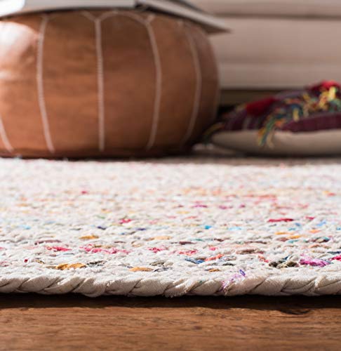 SAFAVIEH Braided Collection Runner Rug - 2'3" x 6', Ivory & Multi, Handmade Boho Reversible Cotton, Ideal for High Traffic Areas in Living Room, Bedroom (BRD210B)
