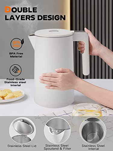 JOYHILL Electric Kettle Temperature Control,6 Variable Temperature Tea Kettle, Stainless Steel Interior 12 Hours Keep Warm,1500W Hot Water Boiler with STRIX Thermostat and Boil-Dry Protection,White