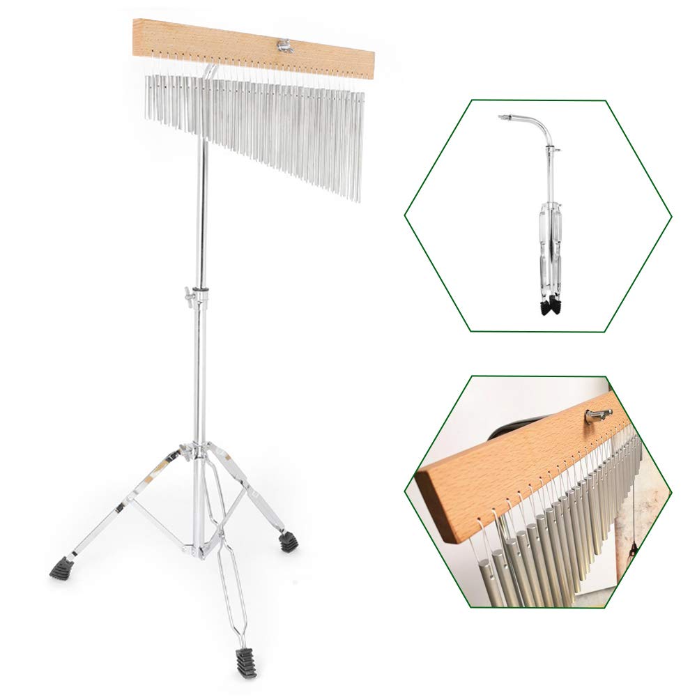 LOMENTICS36-Tone Bar Chimes Bars Single-Row Wind Chime Musical Percussion Silver with Mounting Stand