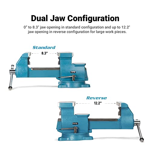 Capri Tools 8 in. Reversible Bench Vise, 8 in. Jaw Width, 8.3 in. & 12.2 in. Jaw Opening
