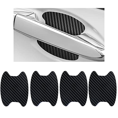 jeseny 4PCS Car Door Handle Sticker, Universal for Most Car Handles, Carbon Fiber Anti-Scratches Car Door Cup Protector, Non-Marking Auto Door Handle Protective Film (Black)