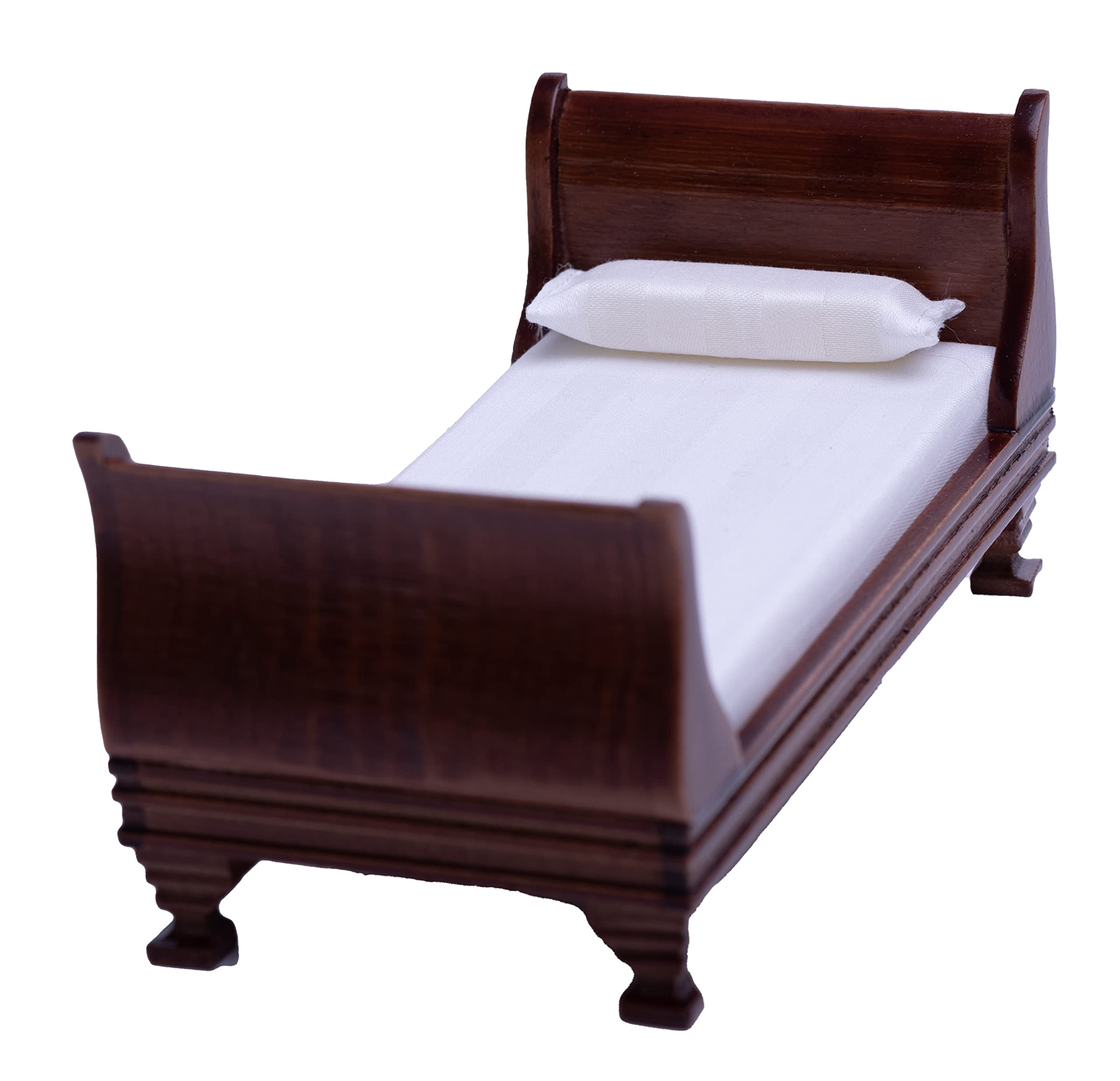Neakomuki Dollhouse Furniture Accessories Mini Wooden Bedroom Furniture Wood Miniature Bed Pillow for Dollhouse Decoration