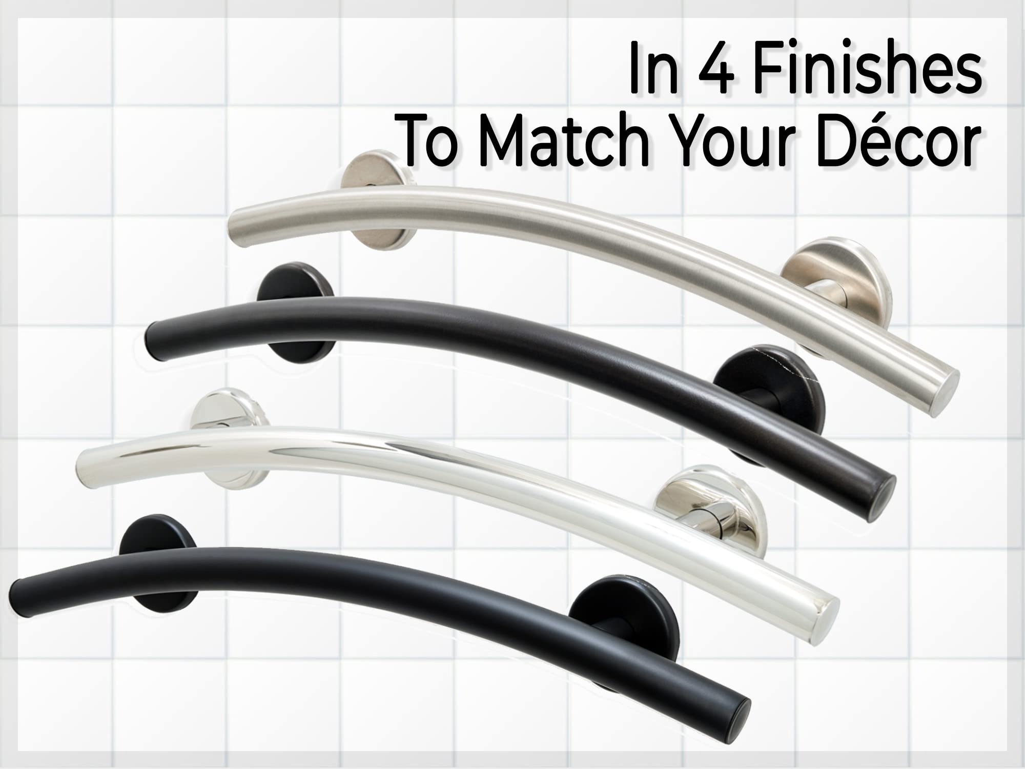 Curved Grab Bar for Bathroom Bathtub Shower Kitchen ADA Safety/304 Stainless/Brush Finish/ 24" x 3"