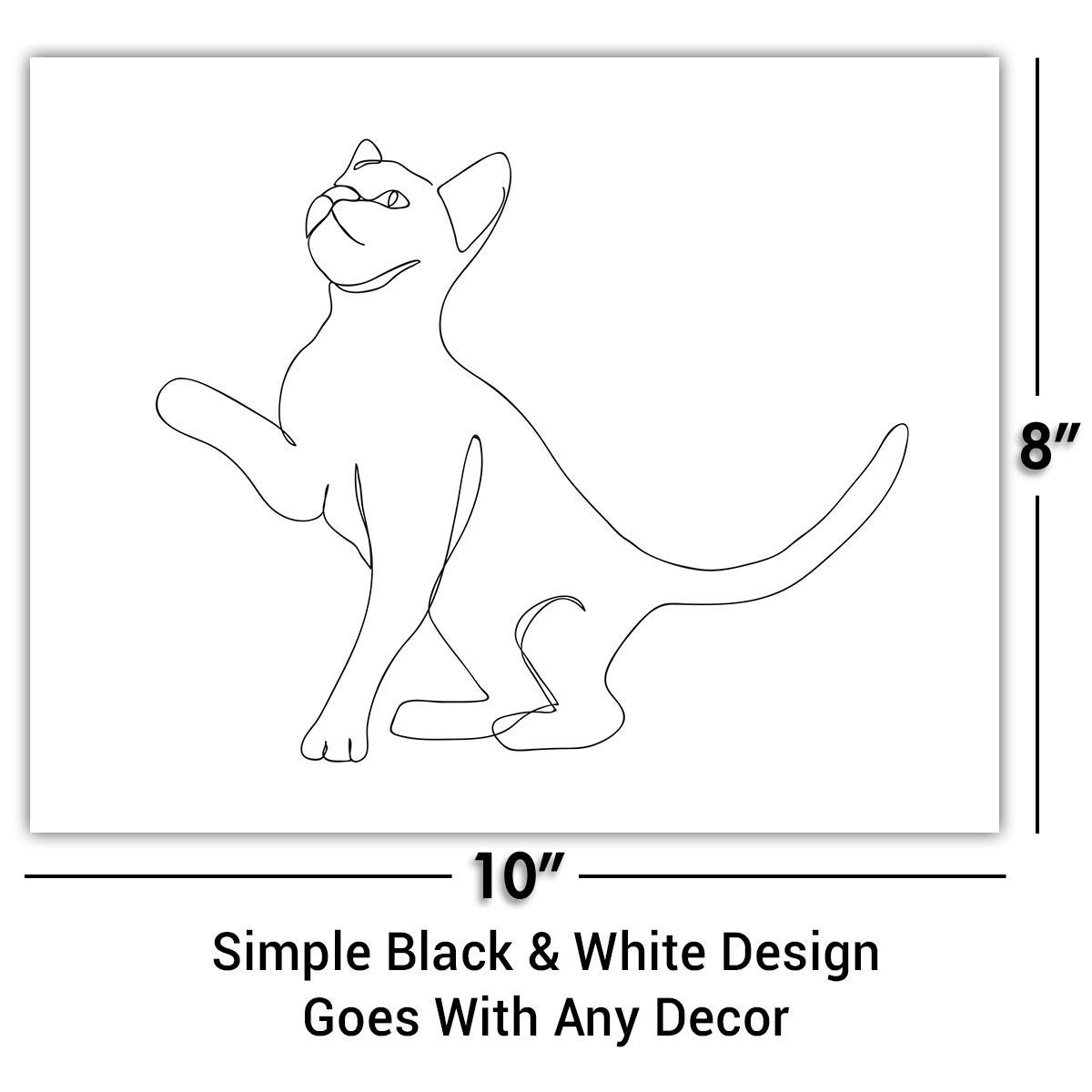 Cats Wall Art - Set of 4-8”x10” Unframed Minimalist Black & White Decor Prints - Makes a Great Gift Under $20 for Cat Lovers