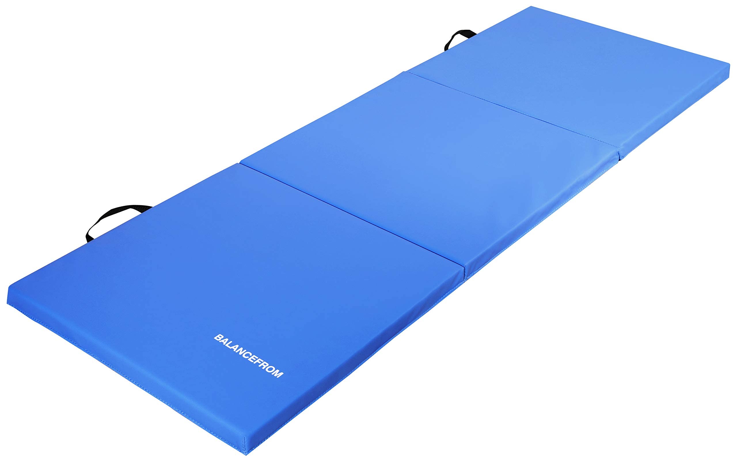 BalanceFrom 1.5" Thick Three Fold Folding Exercise Mat with Carrying Handles for MMA, Gymnastics and Home Gym, Blue