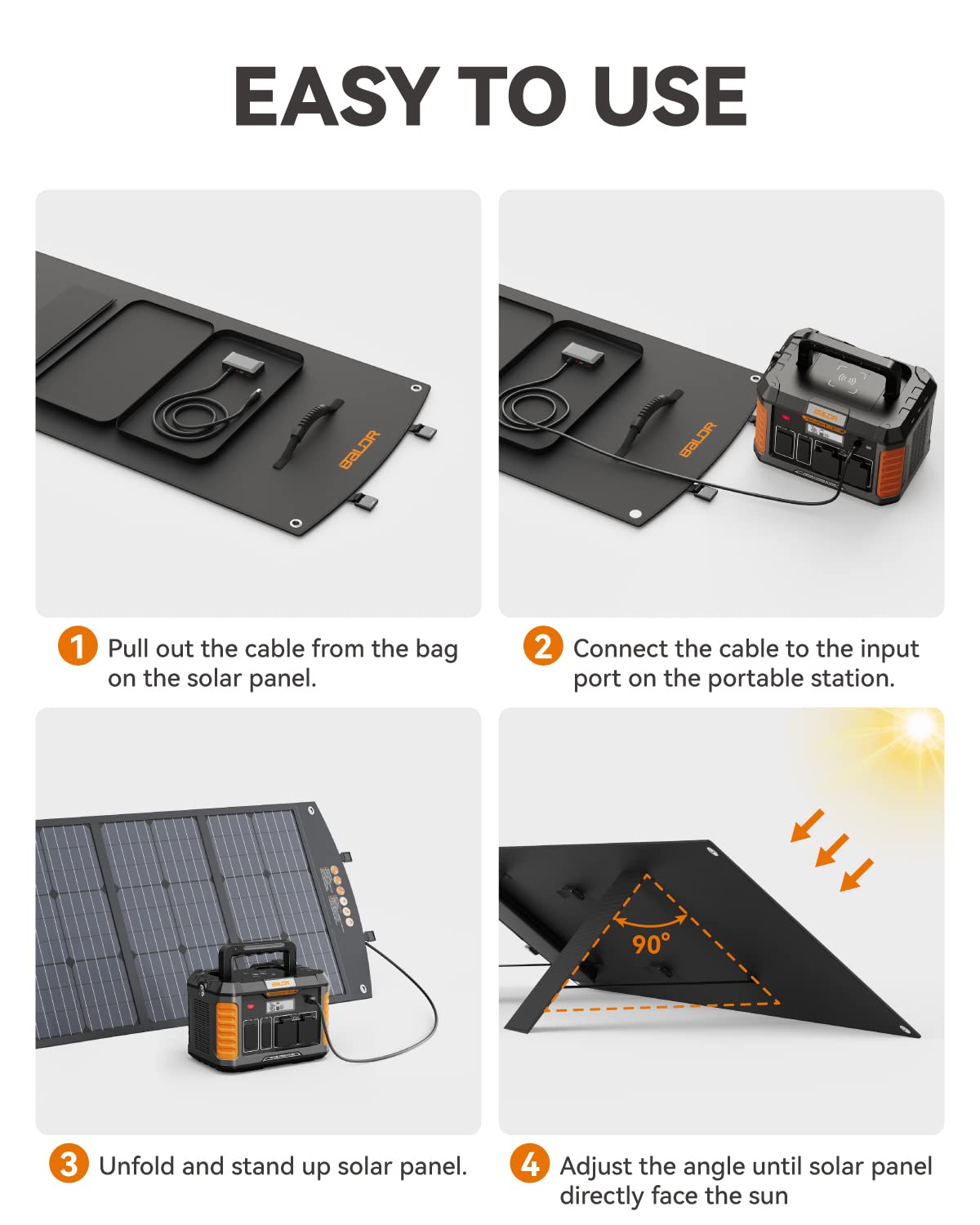 BALDR Power station with solar panel included, 500W Solar Generator Kit with 120W Foldable Solar Panel for Outdoor Camping, Home Use, Emergency.